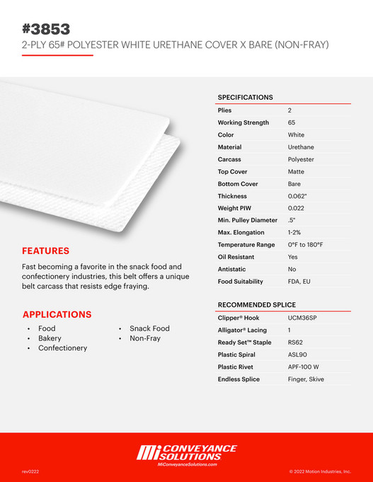 #3853 2-Ply 65# Polyester White Urethane Cover x Bare (Non Fray) - Mi ...