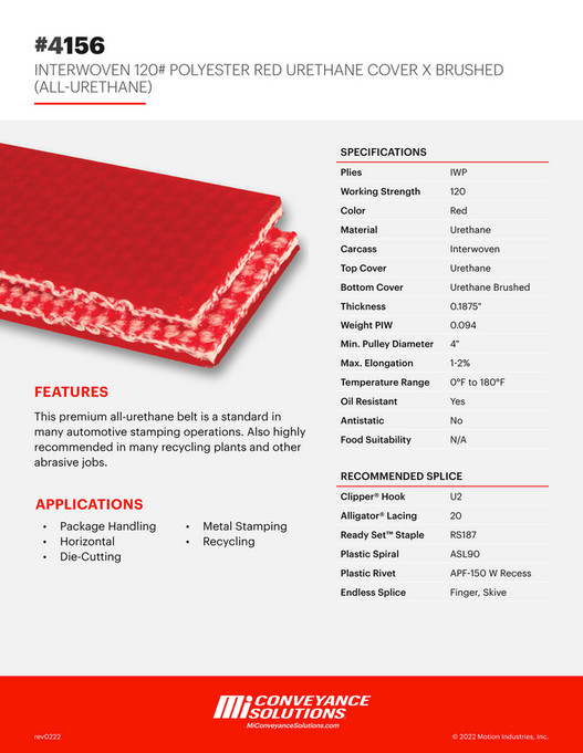 #4156 Interwoven 120# Polyester Red Urethane Cover x Brushed (All ...