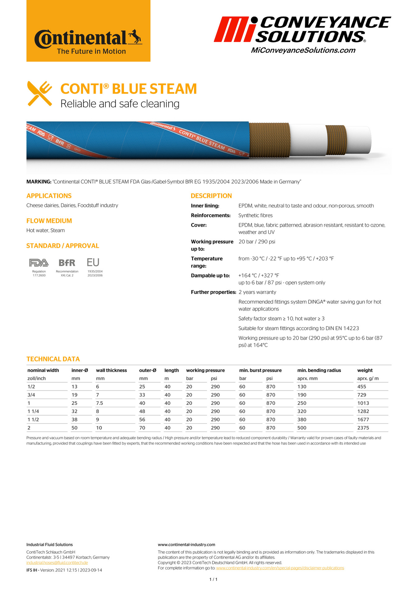 Mi Conveyance Solutions - CONTI® BLUE STEAM Reliable and safe cleaning ...