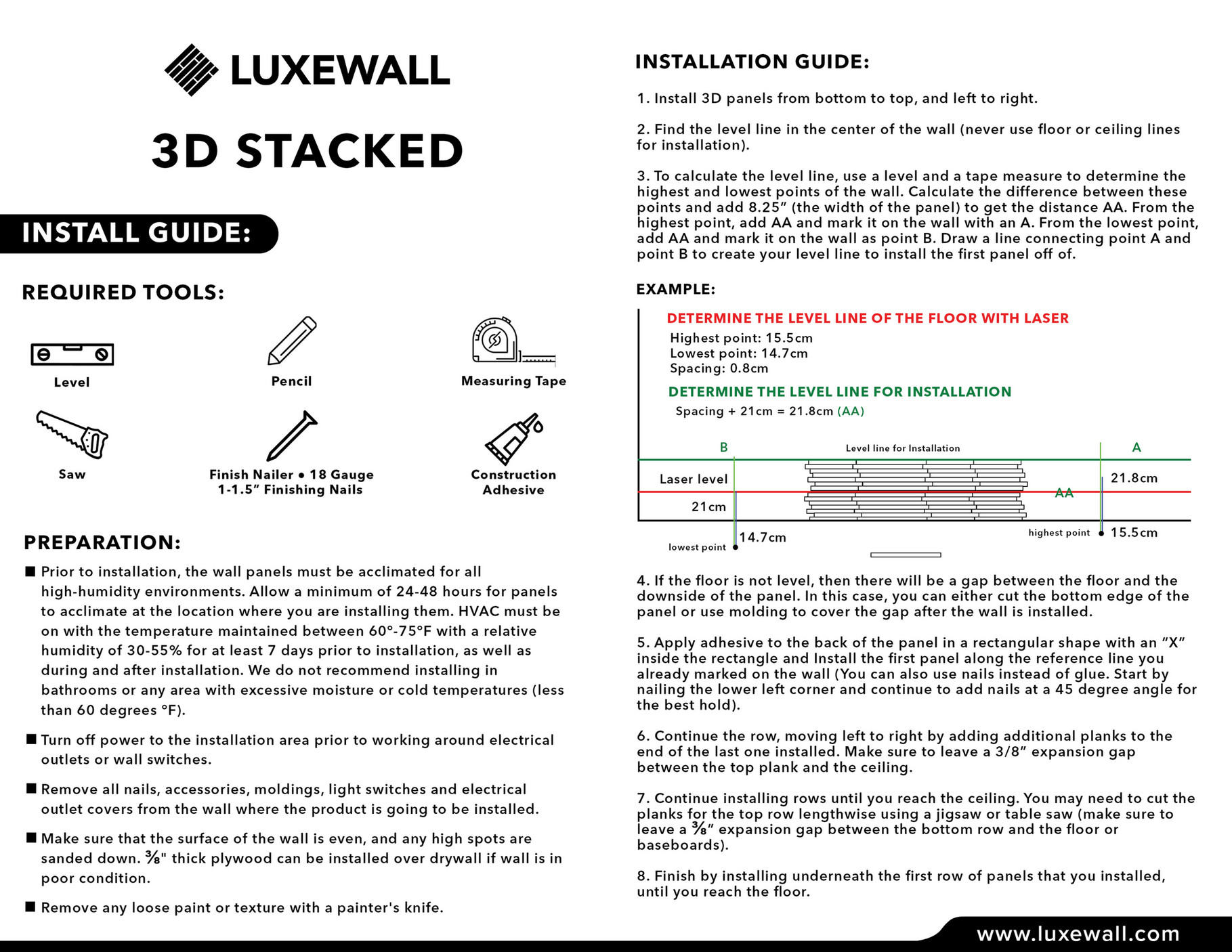 Hardwood Bargains - 3D Stacked Walling Installation Instructions - Page 1