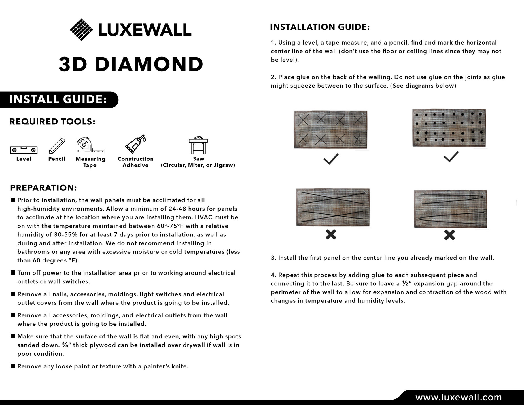Hardwood Bargains - 3D Diamond Walling Installation Instructions - Page 1