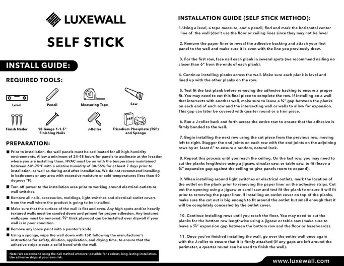 Hardwood Bargains - Self Stick Installation Instructions - Page 1