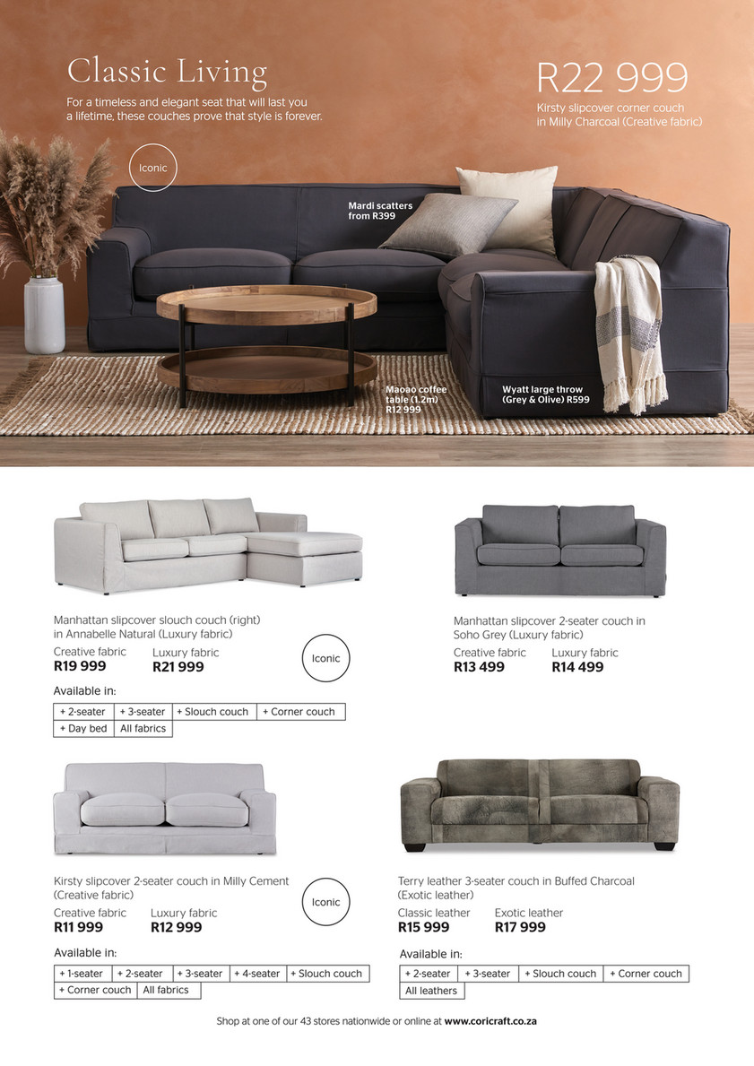 Coricraft specials on couches store