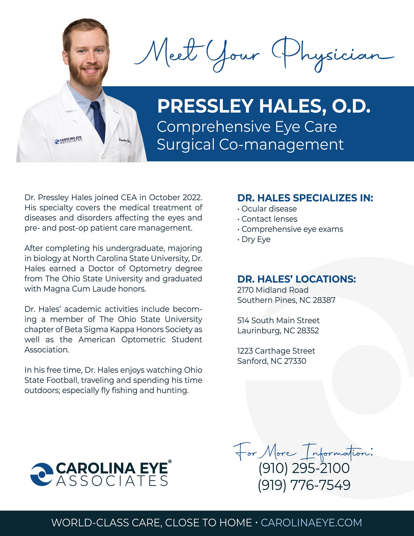 Carolina Eye Associates - BIOSHEET - Dr Hales - Page 1