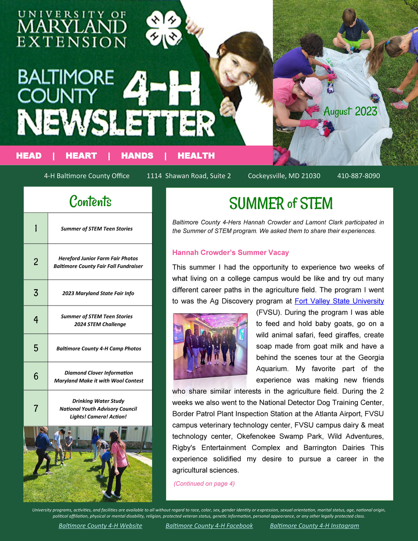 University of Maryland Extension - Baltimore County 4-H News - AUGUST 2023 (9) - Page 1