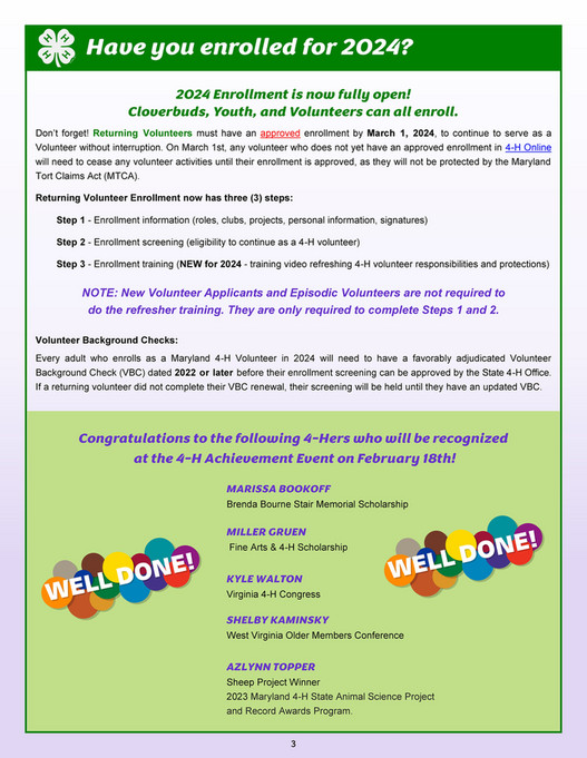 University of Maryland Extension - Baltimore County 4-H - FEBRUARY 2024 News - Page 2-3
