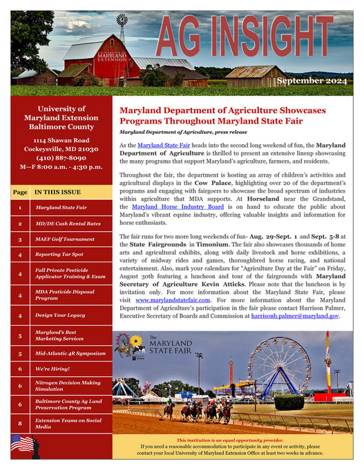 University of Maryland Extension - September 2024 - AG INSIGHT - Page 1 University of Maryland Extension - September 2024 - AG INSIGHT - Page 1