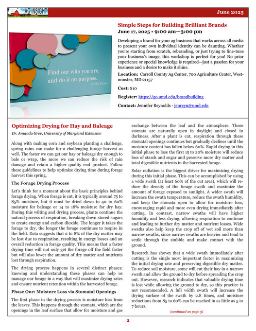 University of Maryland Extension - June 2025 - AG INSIGHT - Page 2-3