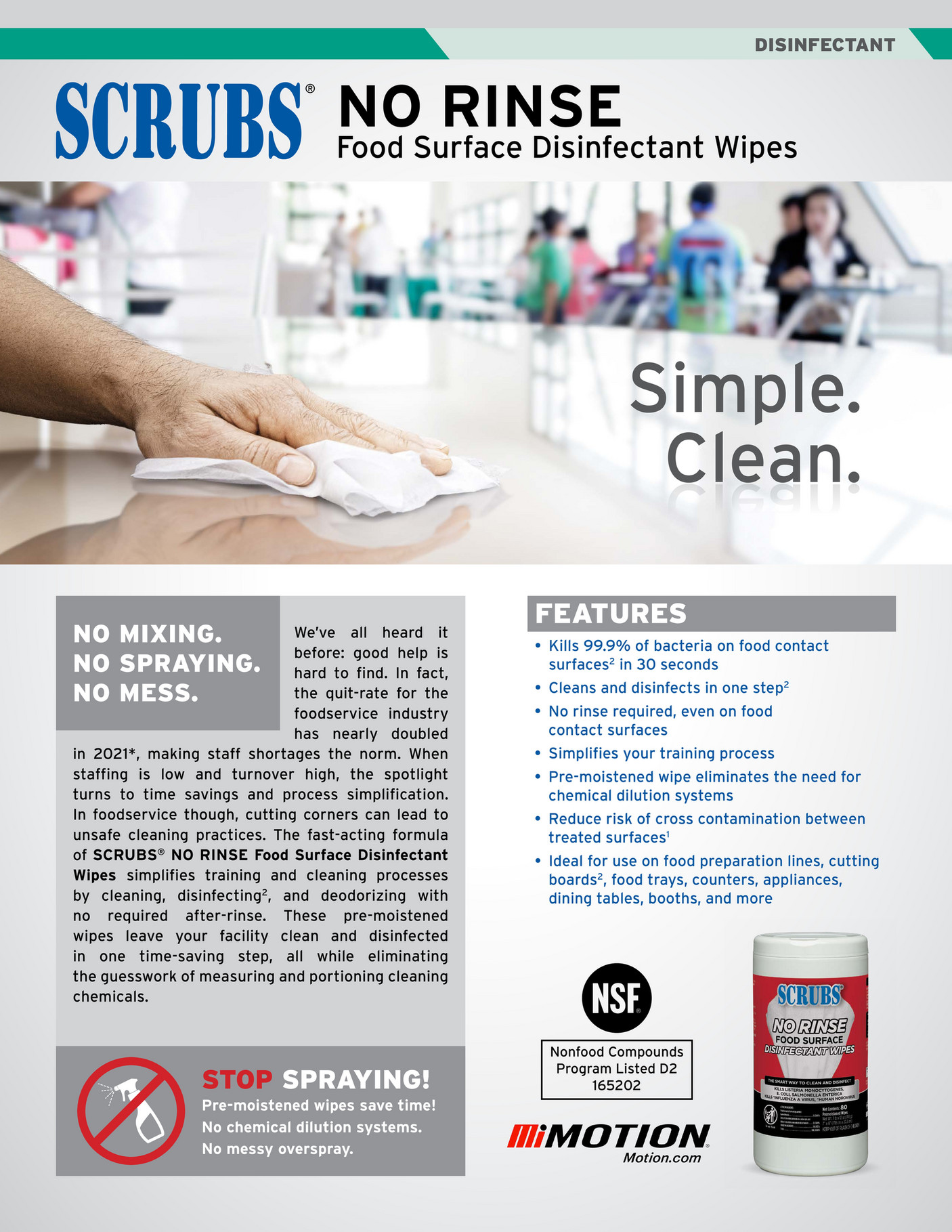 Motion - LIMOT1006_Motion_SCRUBS_NoRinse Sell Sheet 230518-1 - Page 1