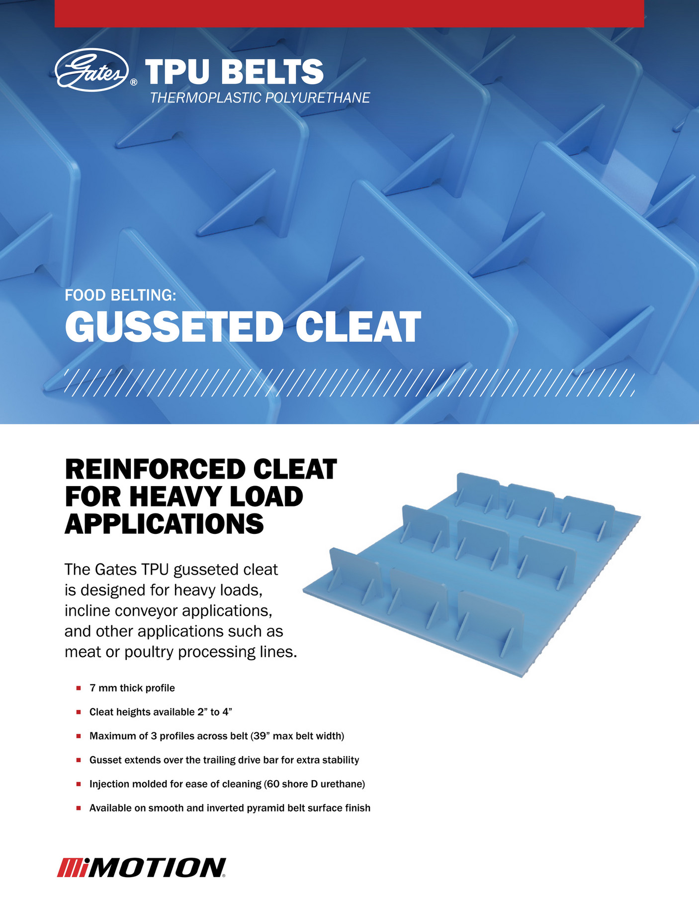 Motion - Gates TPU Gusseted Cleat for Food Belting - Page 1