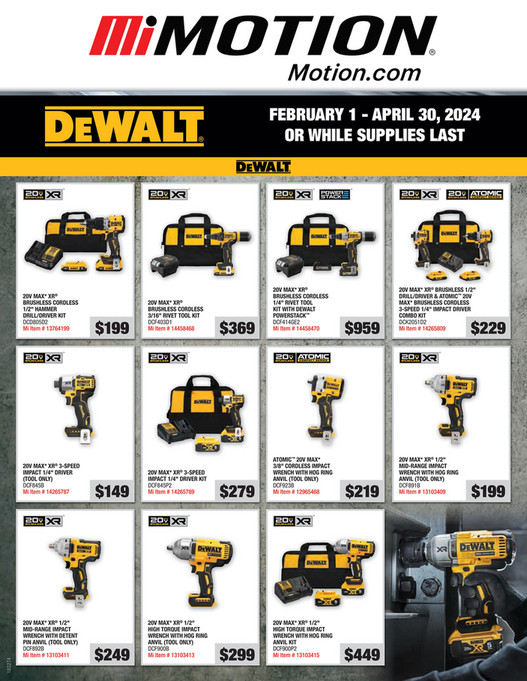 Motion - DeWalt Motion Industries Q1 Promotional Flyer - Page 1