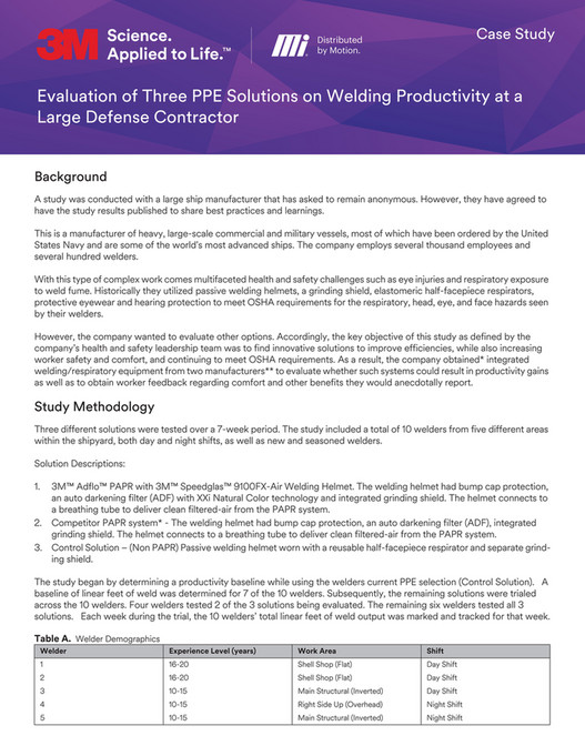 Motion - Evaluation of Three PPE Solutions on Welding Productivity Case Study - Page 1