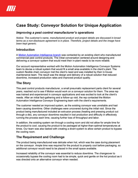 Motion - Case Study - Conveyor Solution for Unique Application - Mi Rewrite 2024 - Page 1
