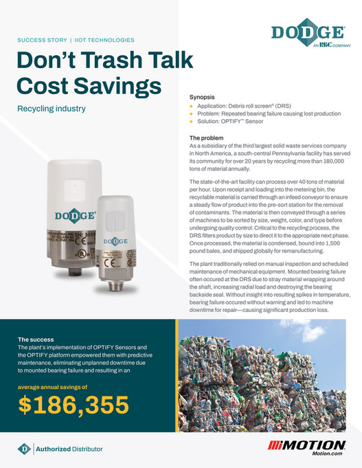 Motion - Dodge Debris Roll Screen - OPTIFY Sensor (Recycling) (W) - Page 1