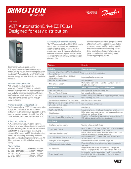 Motion - Danfoss - VLT Automation Drive EZ FC 321 - Fact Sheet - 2025 ...