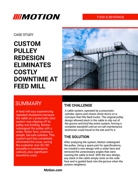Motion - Motion - Food & Beverage - Custom Pulley Redesign Eliminates ...