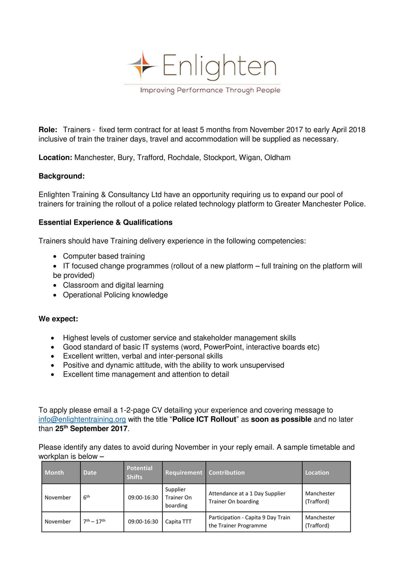 Enlighten Training - Job advert - Policing ICT rollout (003) - Page 1 ...