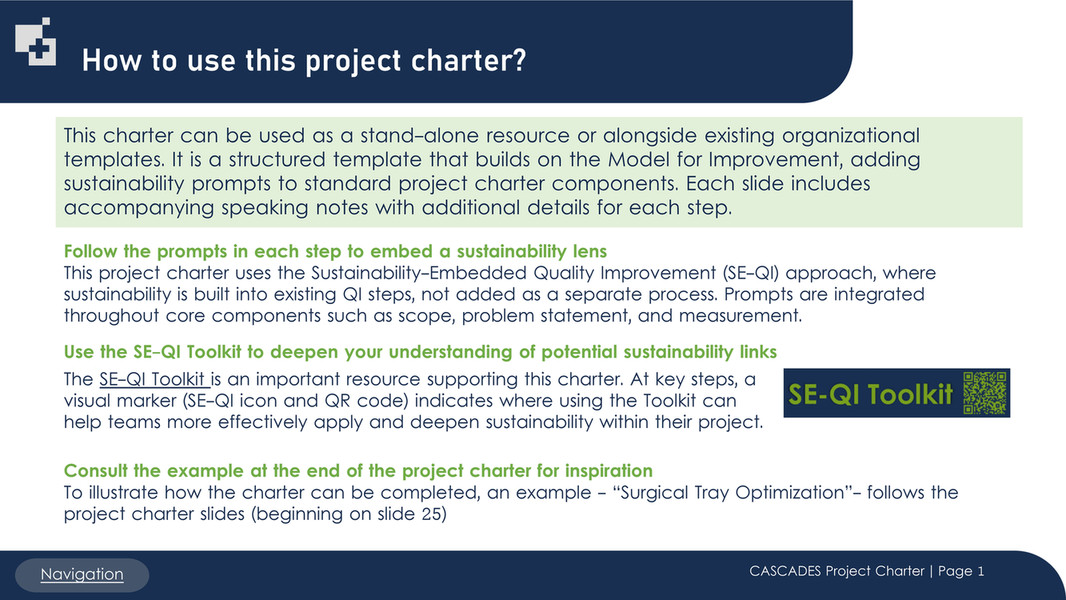 CASCADES - CASCADES QI Project Charter Template_v. April 2026 - Page 1