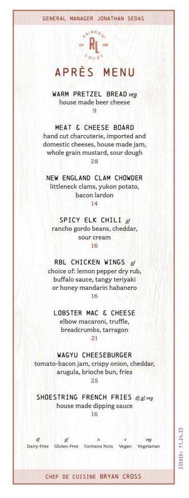 Yellowstone Club - Rainbow Lodge Menus - Page 2-3