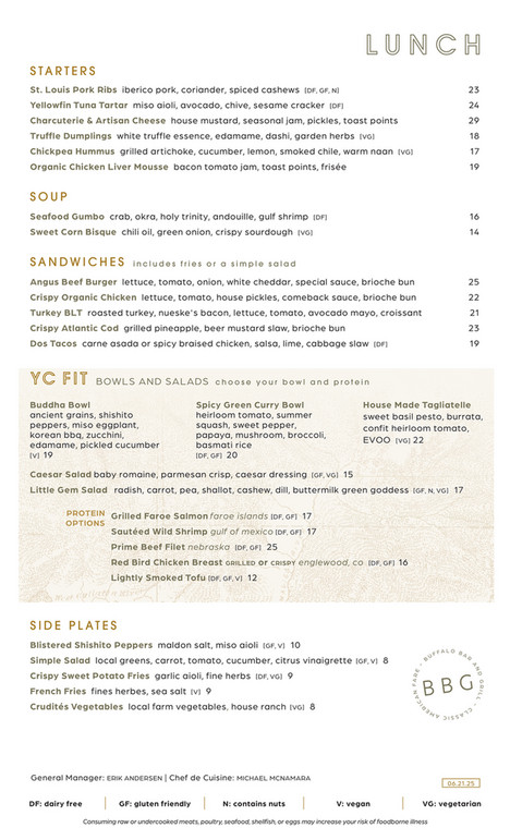 Yellowstone Club - BBG Menu - Page 1