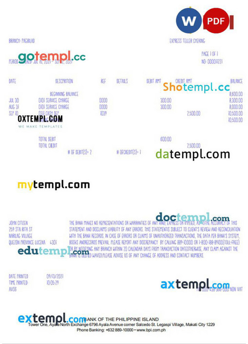 Doctempl - Philippines Bank of the Philippine Islands (BPI) banking ...