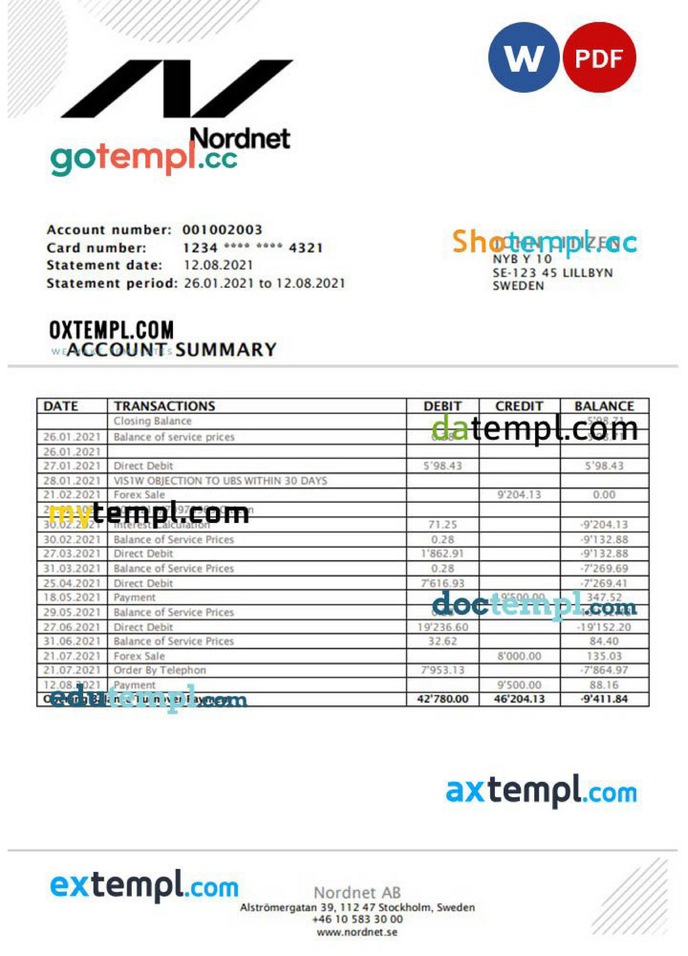 Doctempl - Switzerland Credit Suisse bank proof of address statement ...