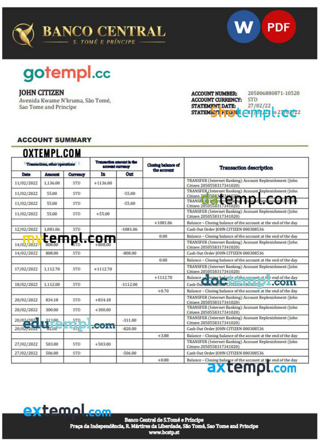 Doctempl - Sao Tome and Principe Banco Central de S.Tome e Principe ...