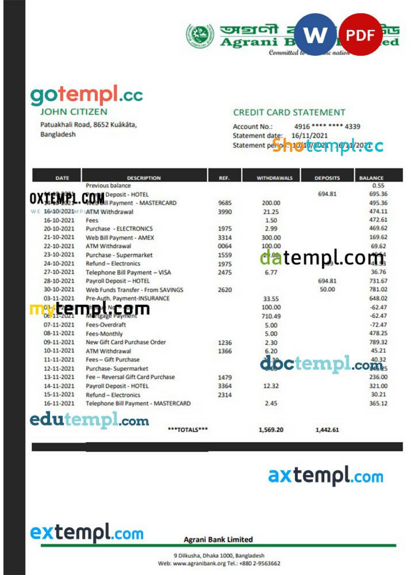 Doctempl - Bangladesh Agrani bank statement template in Word and PDF ... Doctempl - Bangladesh Agrani bank statement template in Word and PDF ...