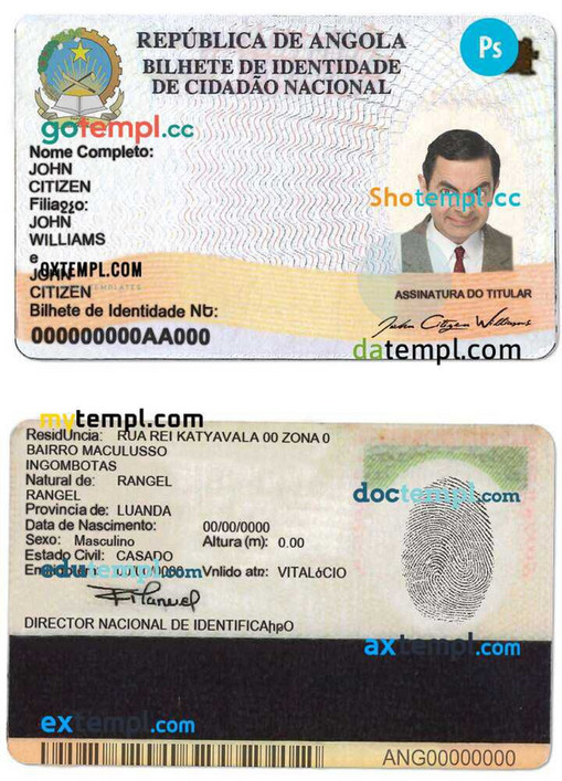 Doctempl - Angola ID card template in PSD format - Page 1