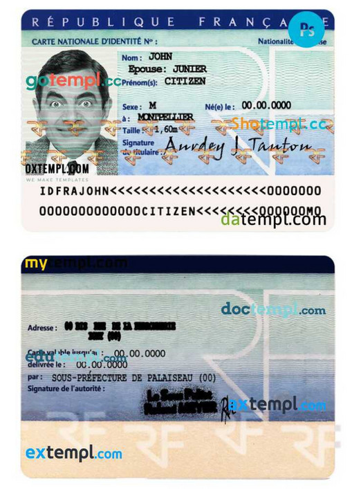 Doctempl - France ID card template in Word and PSD format - Page 1