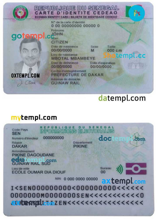 Doctempl - Senegal ID card template in PSD format - Page 1