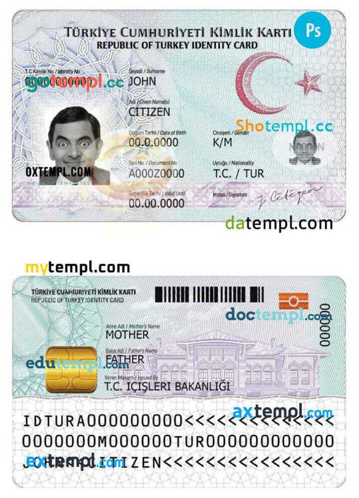 Doctempl - Turkey ID card template in PSD format - Page 1