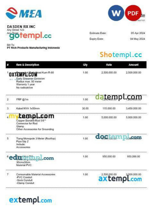Doctempl - Indonesia PLN electricity business utility bill template in ...