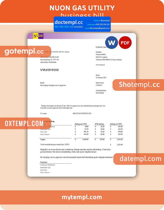 Doctempl - Octopus Energy business utility bill, Word and PDF template ...