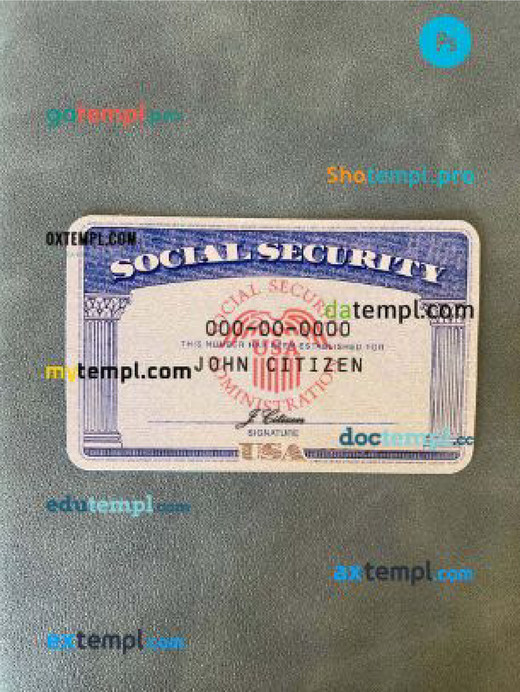 Doctempl - USA SSN photolook blue background PSD files, editable photo ...