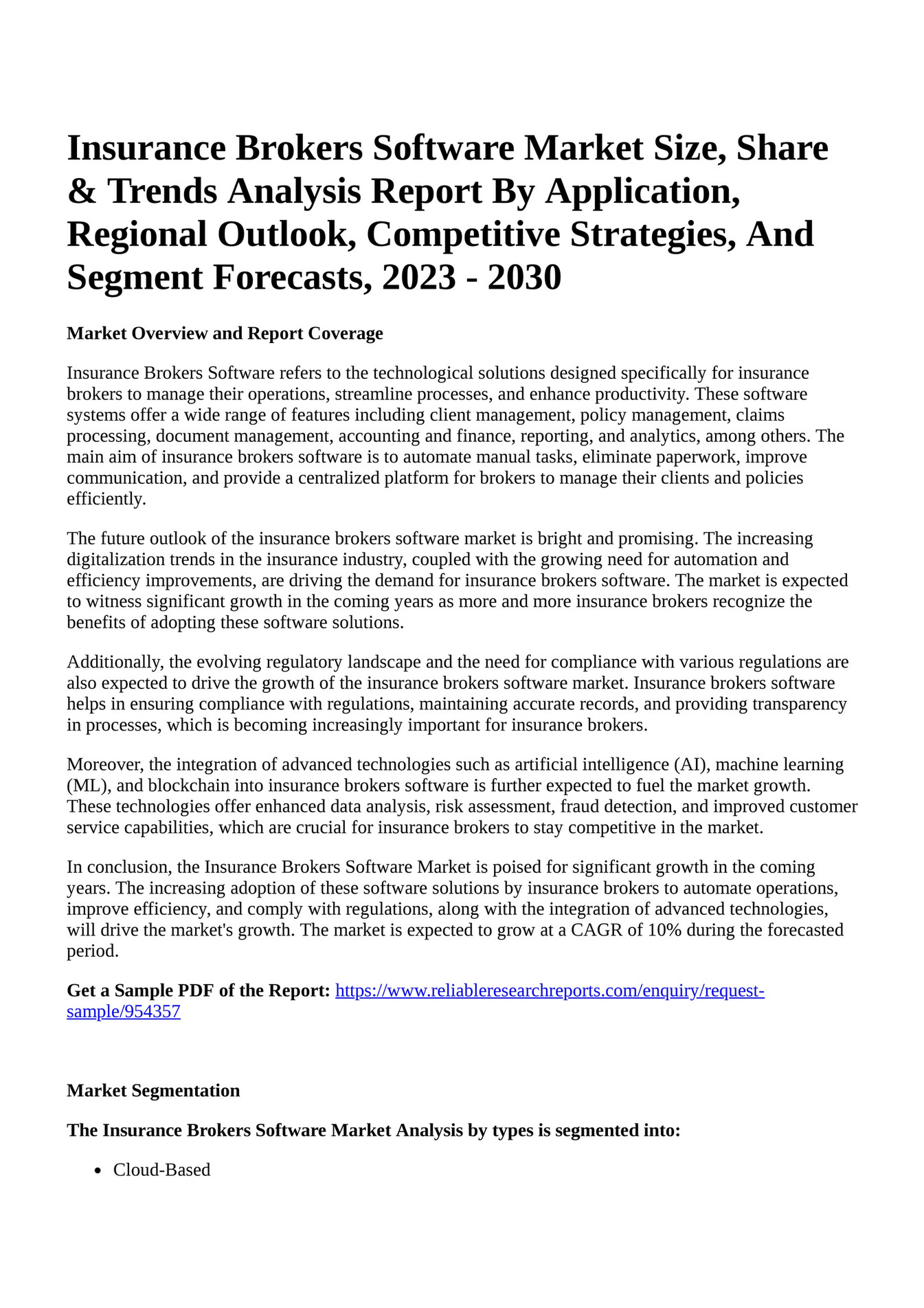 Reportprime - Insurance Brokers Software Market Size, Share & Trends ... Reportprime - Insurance Brokers Software Market Size, Share & Trends ...