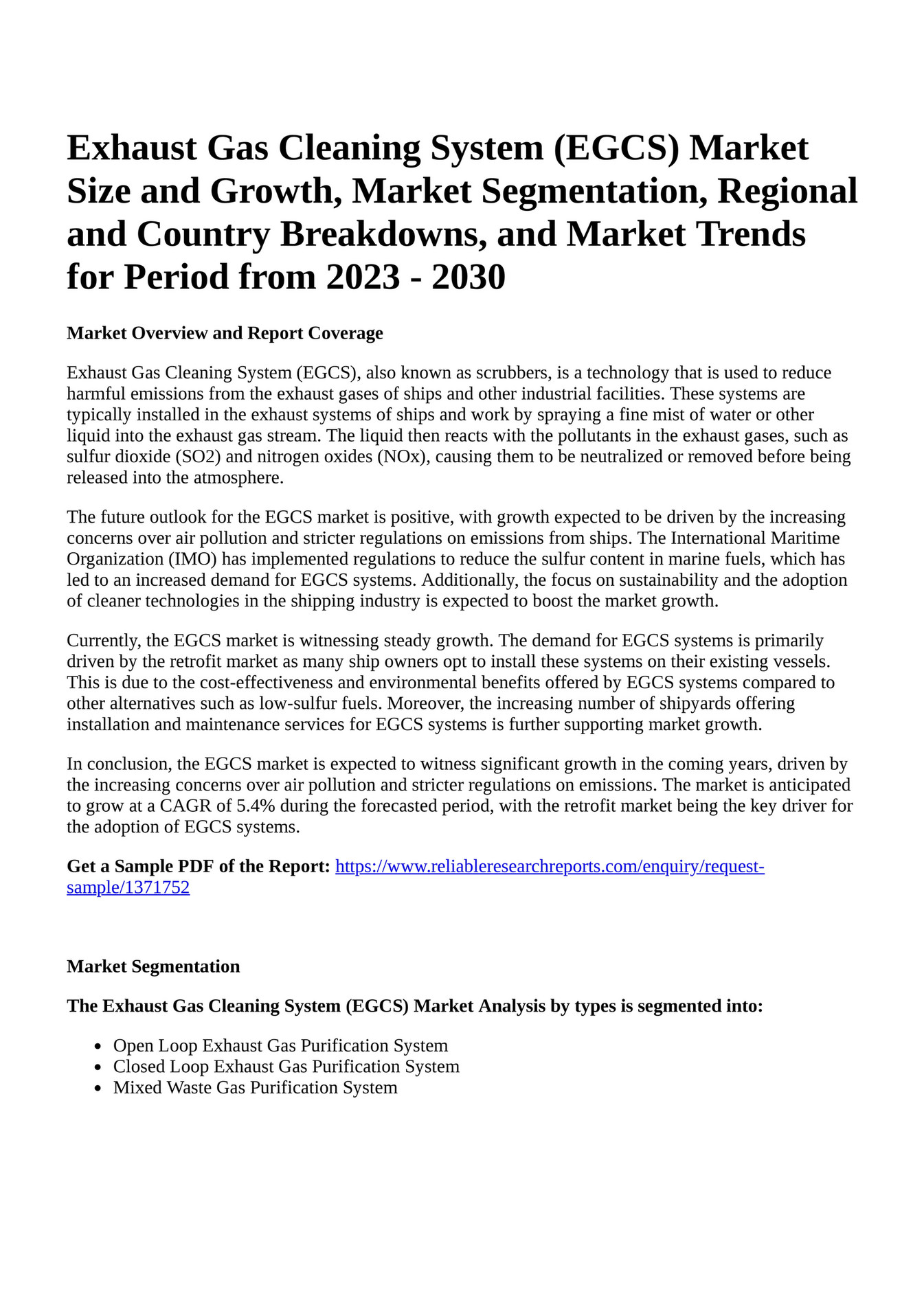 Reportprime - Exhaust Gas Cleaning System (EGCS) Market Size and Growth ...