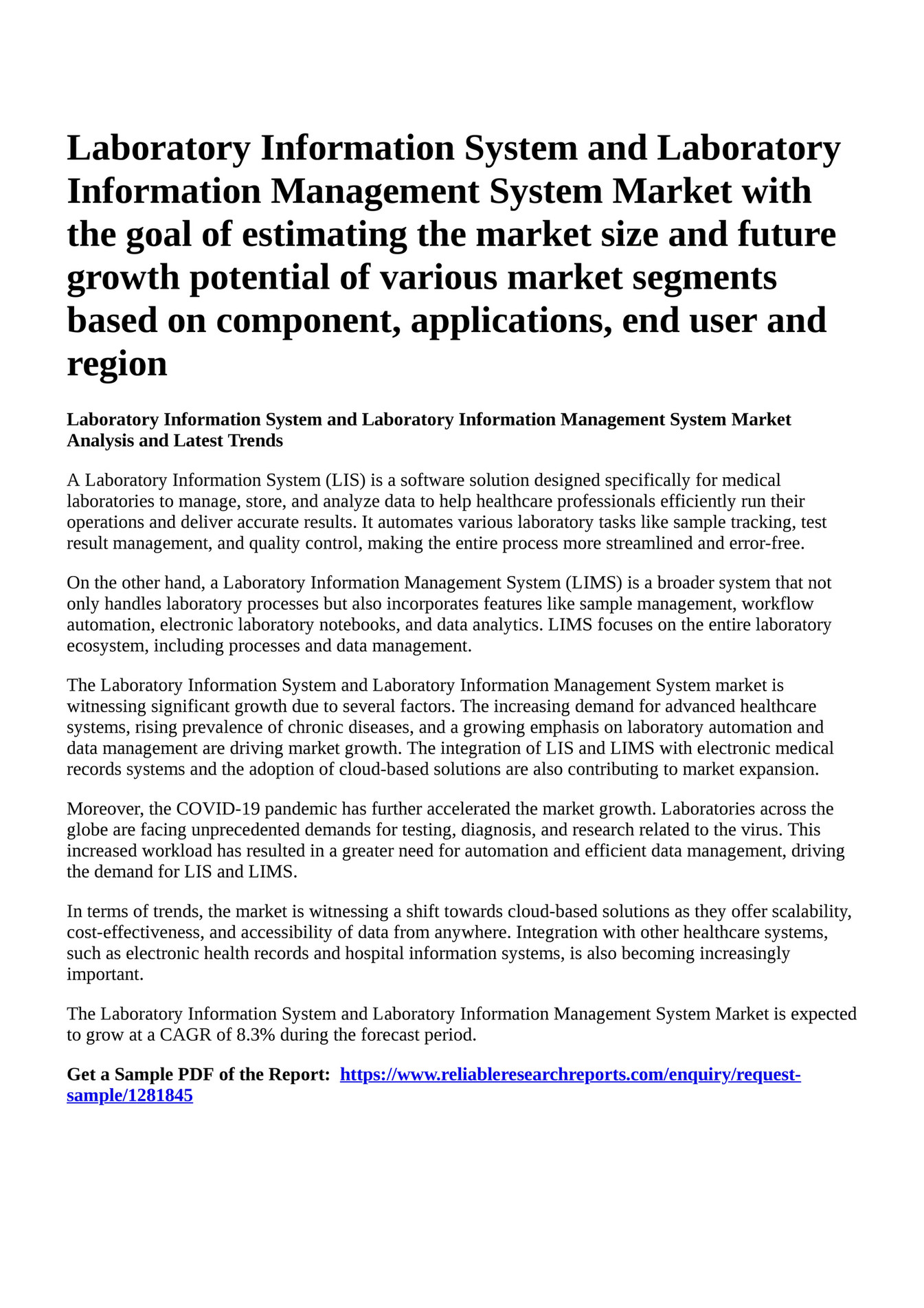 Reportprime Laboratory Information System And Laboratory Information reportprime-laboratory-information-system-and-laboratory-information