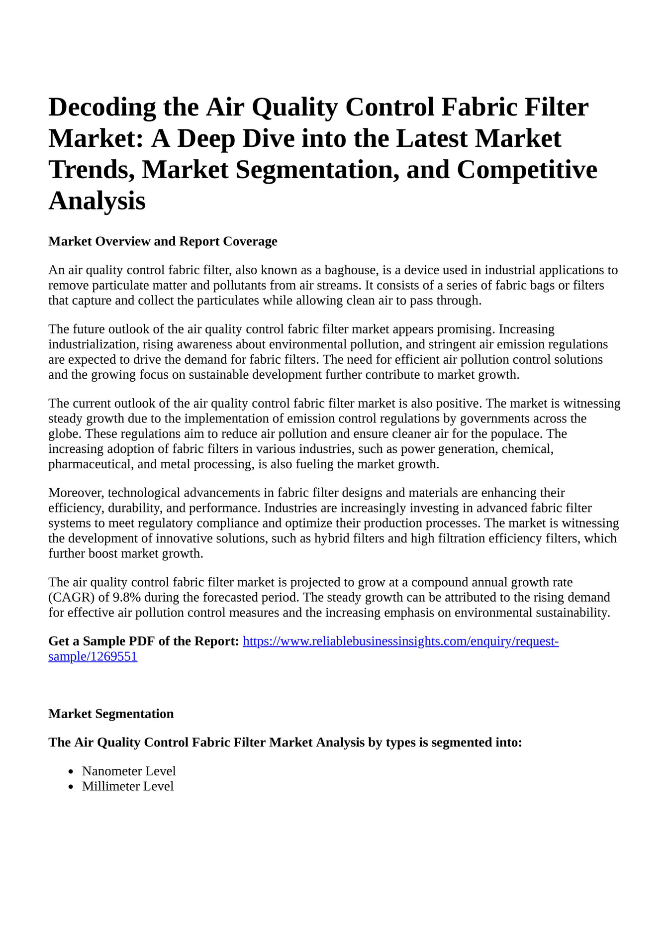 Reportprime Decoding The Air Quality Control Fabric Filter Market A reportprime-decoding-the-air-quality-control-fabric-filter-market-a