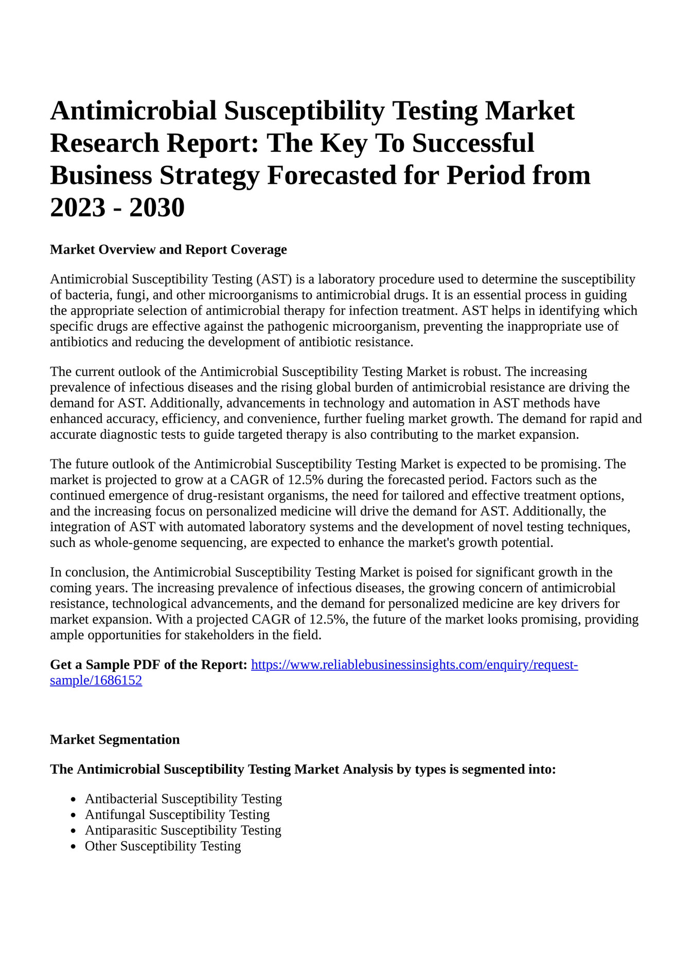 Reportprime - Antimicrobial Susceptibility Testing Market Research ...
