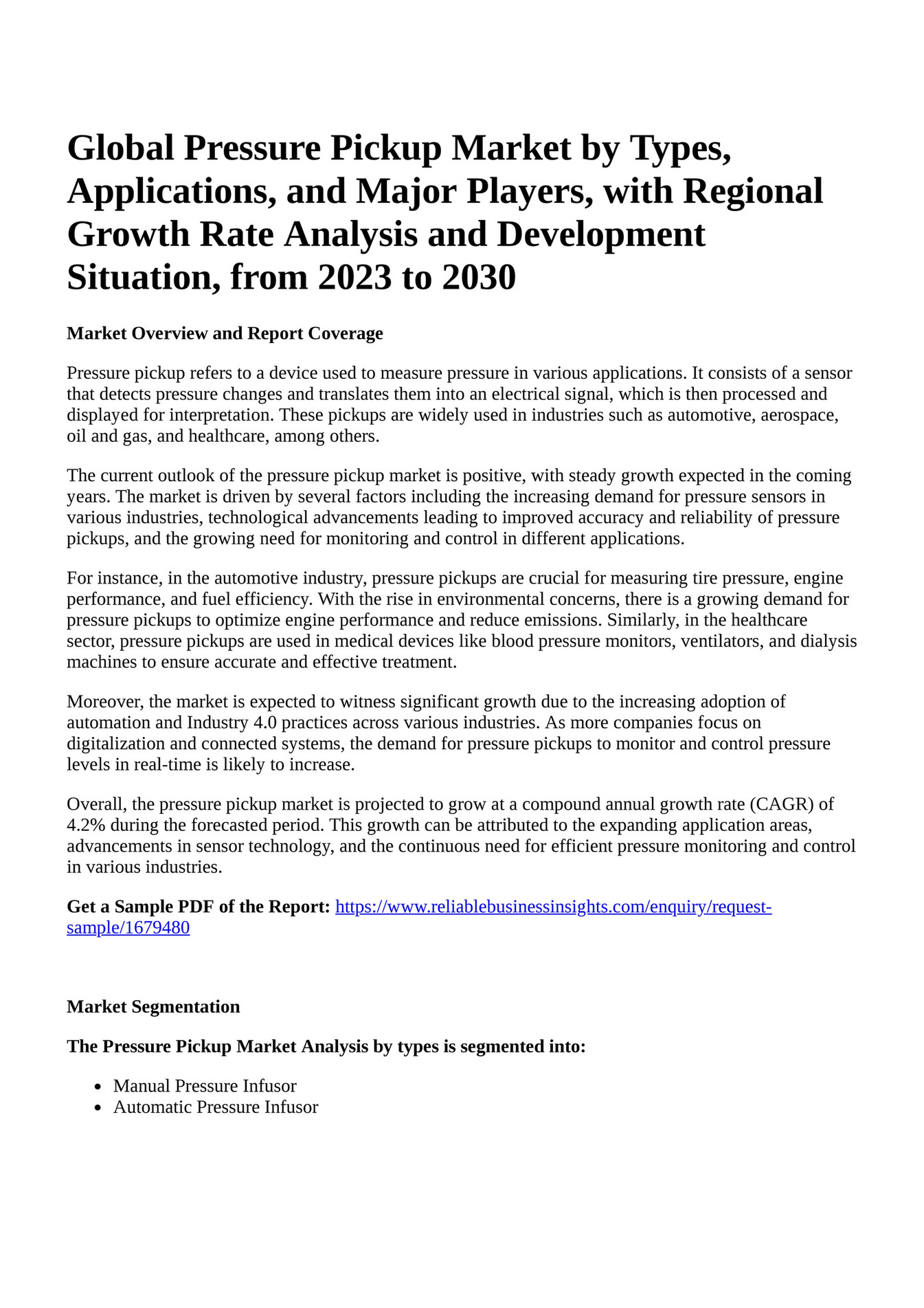 Reportprime - Global Pressure Pickup Market by Types, Applications, and ... Reportprime - Global Pressure Pickup Market by Types, Applications, and ...