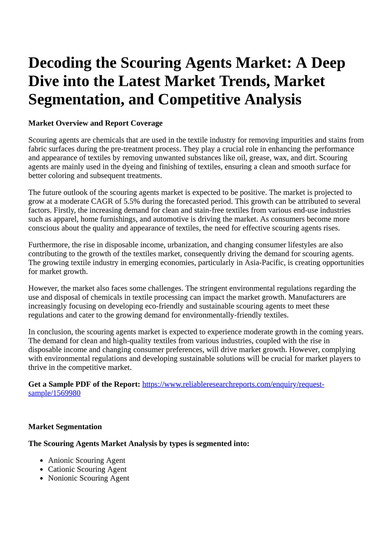 Reportprime - Decoding the Scouring Agents Market: A Deep Dive into the ... Reportprime - Decoding the Scouring Agents Market: A Deep Dive into the ...