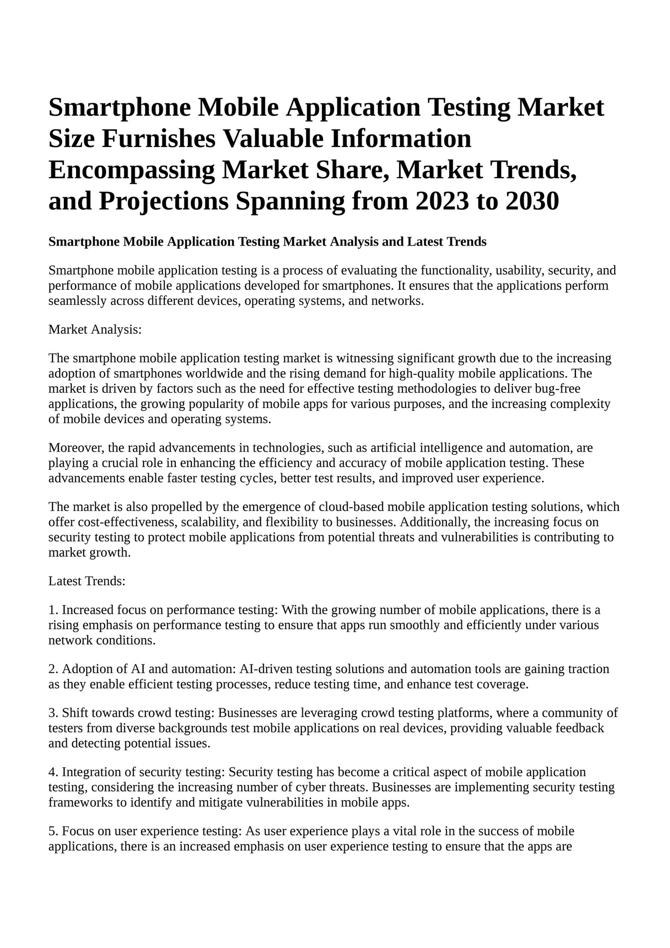 Reportprime Smartphone Mobile Application Testing Market Size