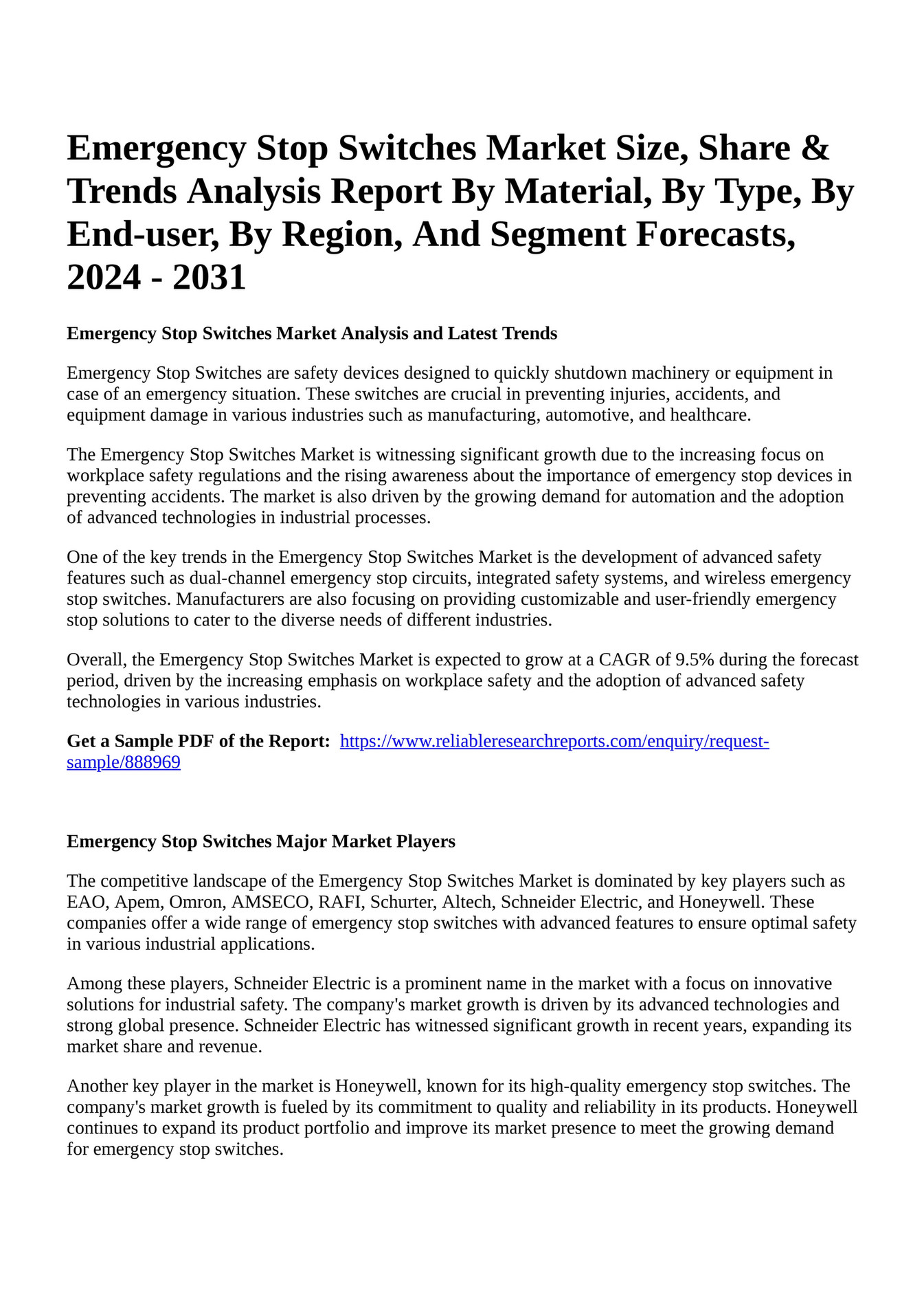 Reportprime - Emergency Stop Switches Market Size, Share & Trends ...