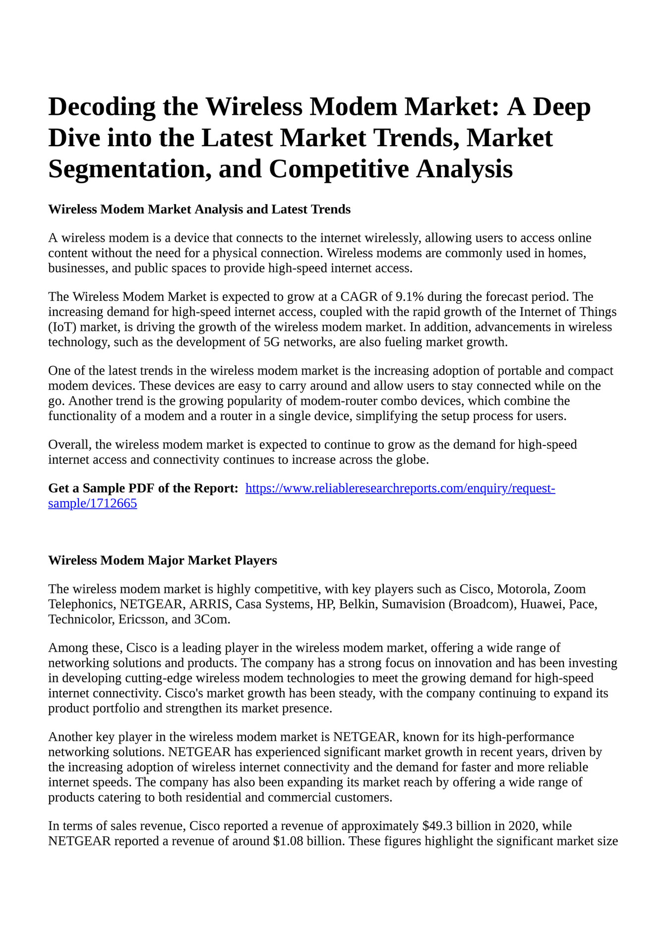 Reportprime - Decoding the Wireless Modem Market: A Deep Dive into the ...