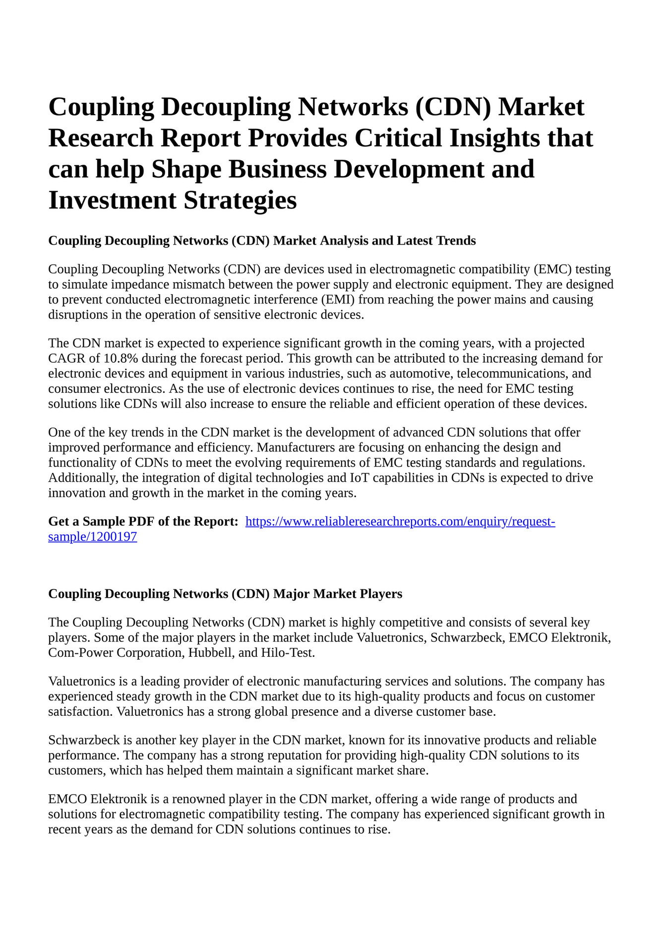 Reportprime - Coupling Decoupling Networks (CDN) Market Research Report ...