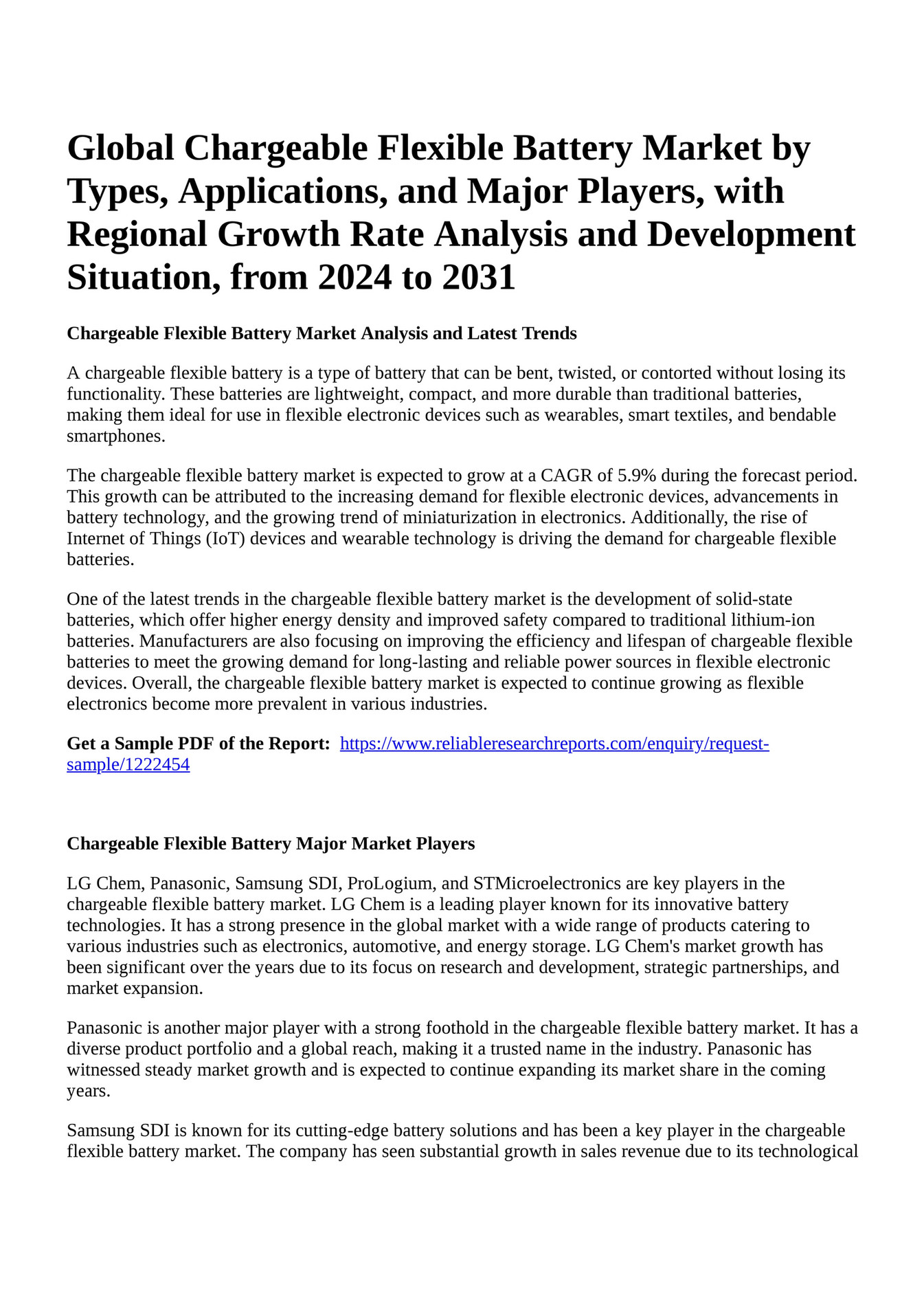 Reportprime - Global Chargeable Flexible Battery Market by Types ...