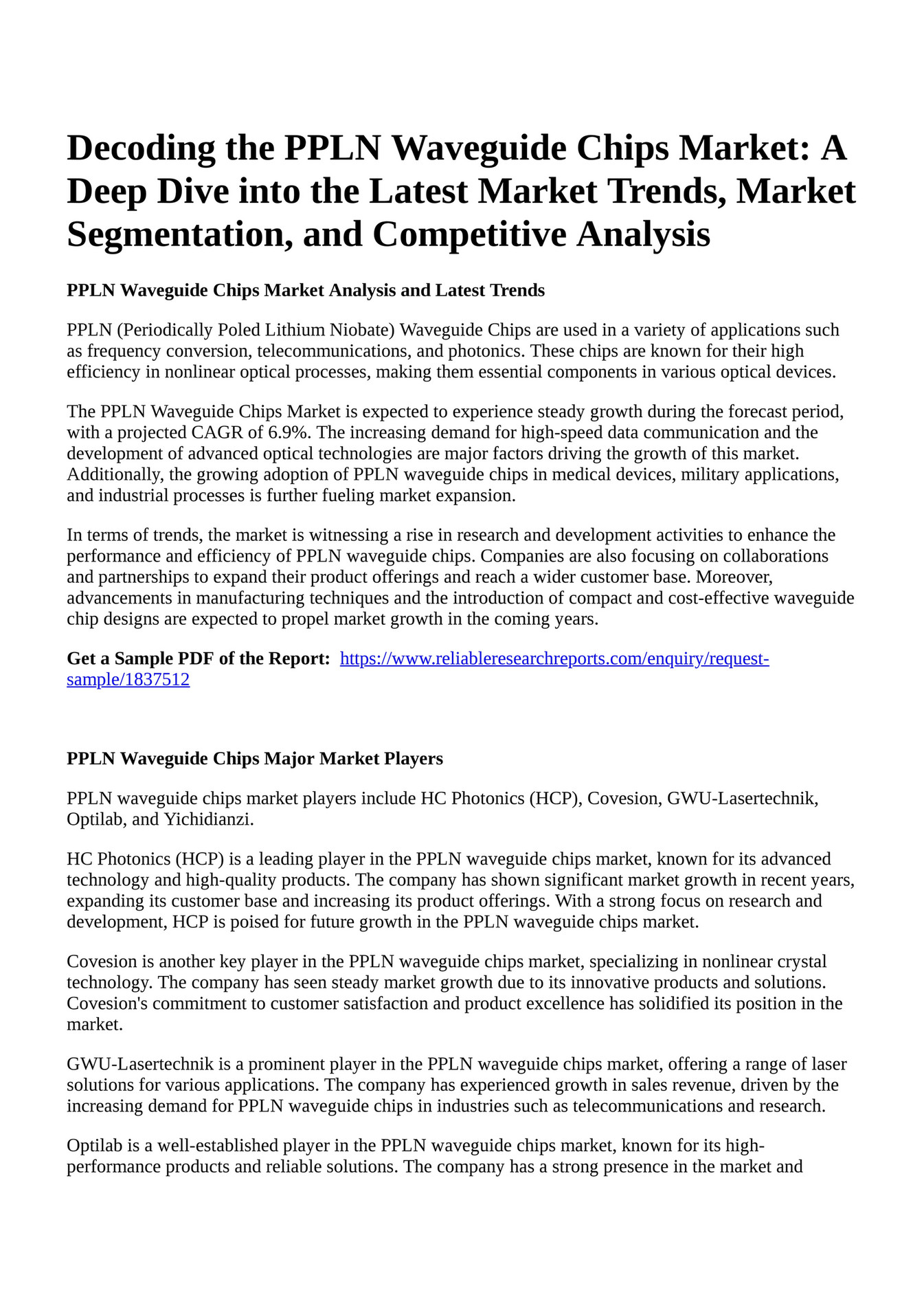 Reportprime - Decoding the PPLN Waveguide Chips Market: A Deep Dive ...