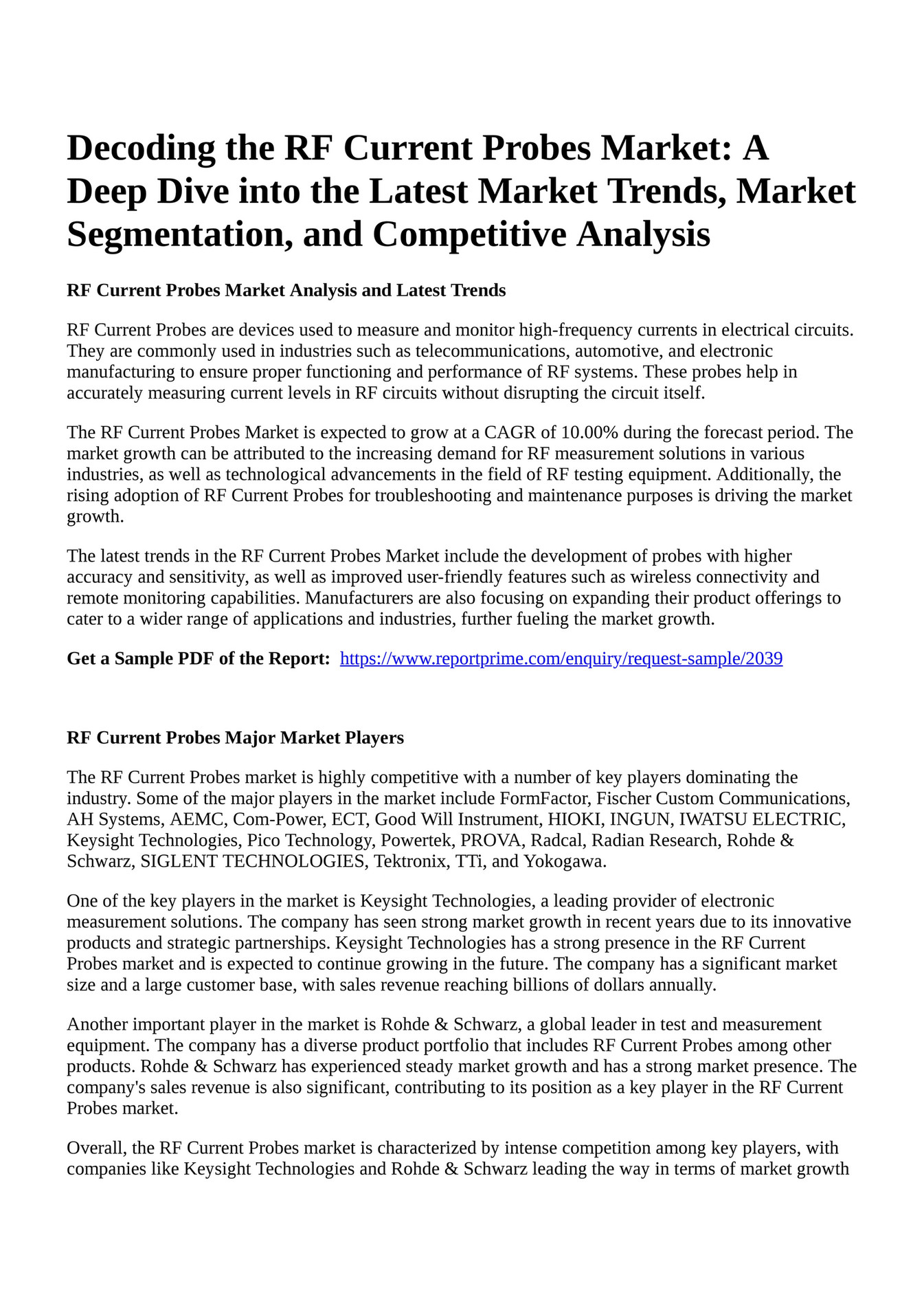 Reportprime - Decoding the RF Current Probes Market: A Deep Dive into ...