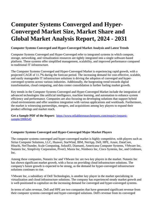 Reportprime - Computer Systems Converged and Hyper-Converged Market ... Reportprime - Computer Systems Converged and Hyper-Converged Market ...